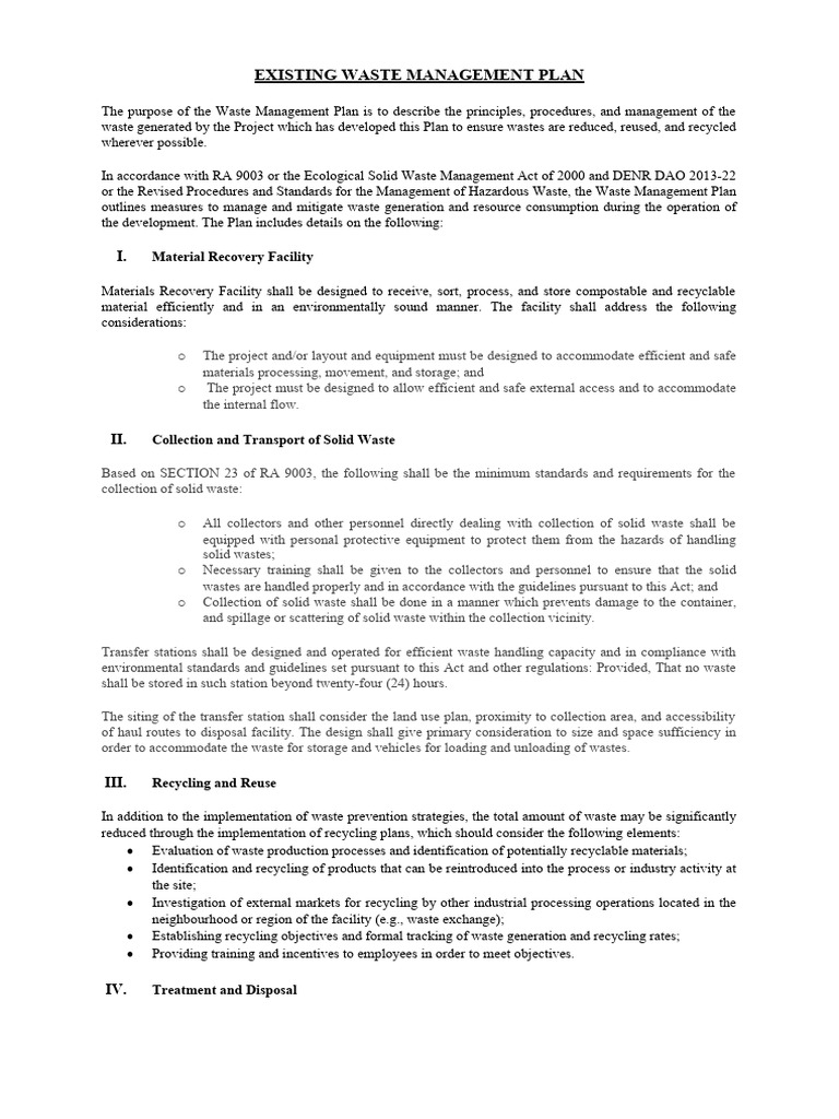 Comprehensive Waste Management Plan | PDF | Waste | Waste Management
