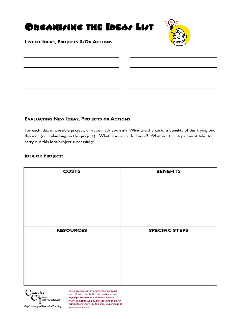 Organising Ideas List | PDF