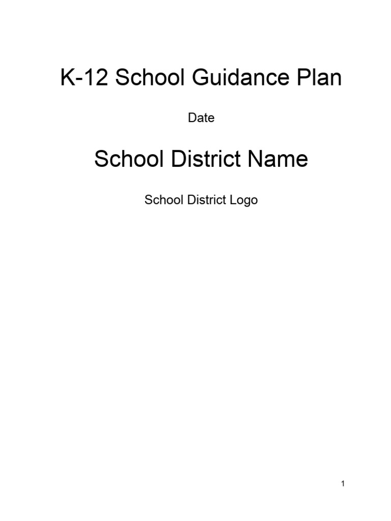 K-12 School Guidance Plan Template Format | PDF | School Counselor ...