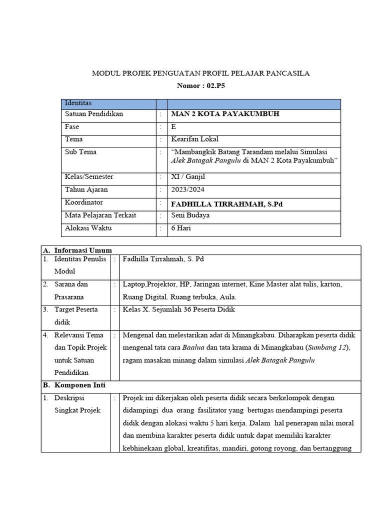 Simulasi Alek Batagak Pangulu di MAN 2 | PDF | Seni
