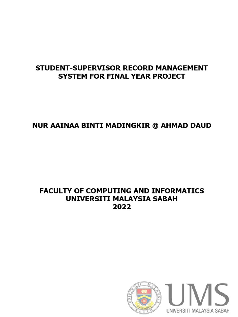 Student-Supervisor Record Management System For Final Year Project | PDF | Php | Usability