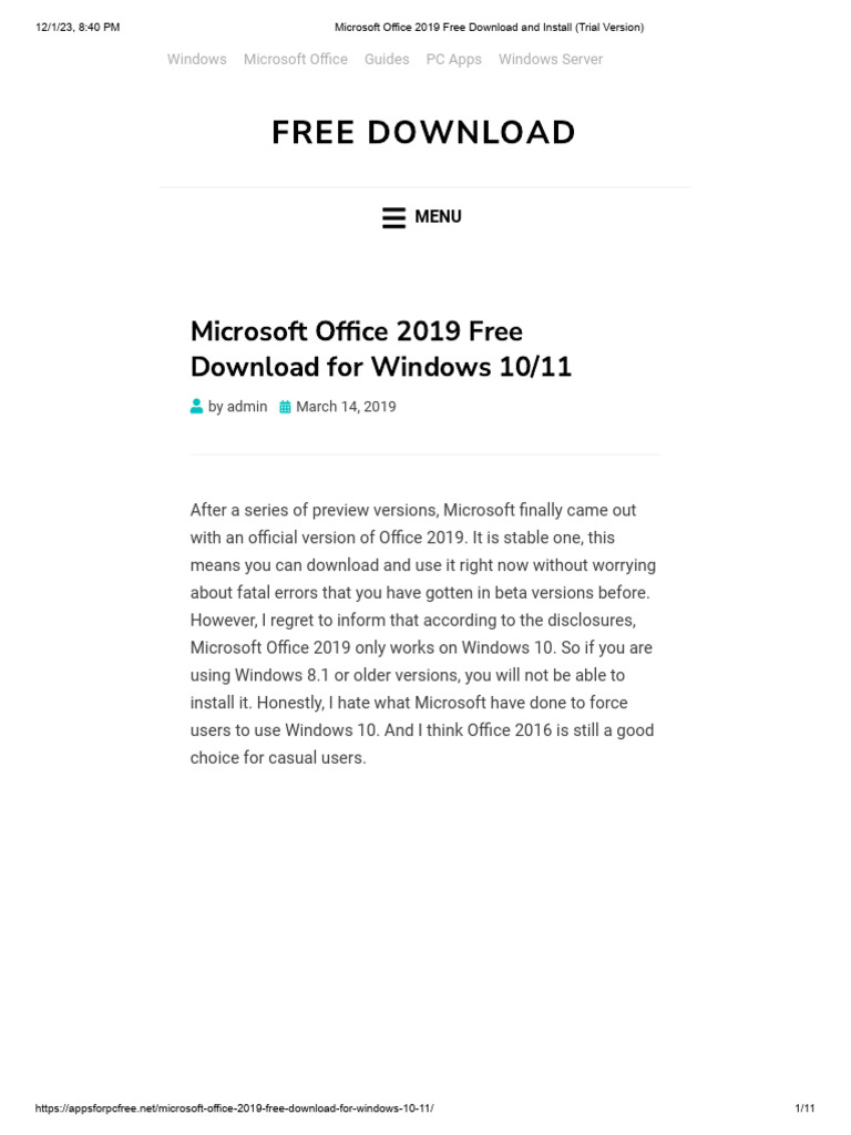 Microsoft Office 2019 Free Download and Install (Trial Version) | PDF | Microsoft Office ...