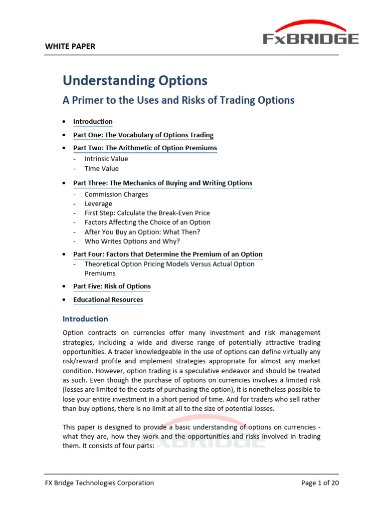Understanding-Options-white-paper | PDF | Option (Finance) | Moneyness