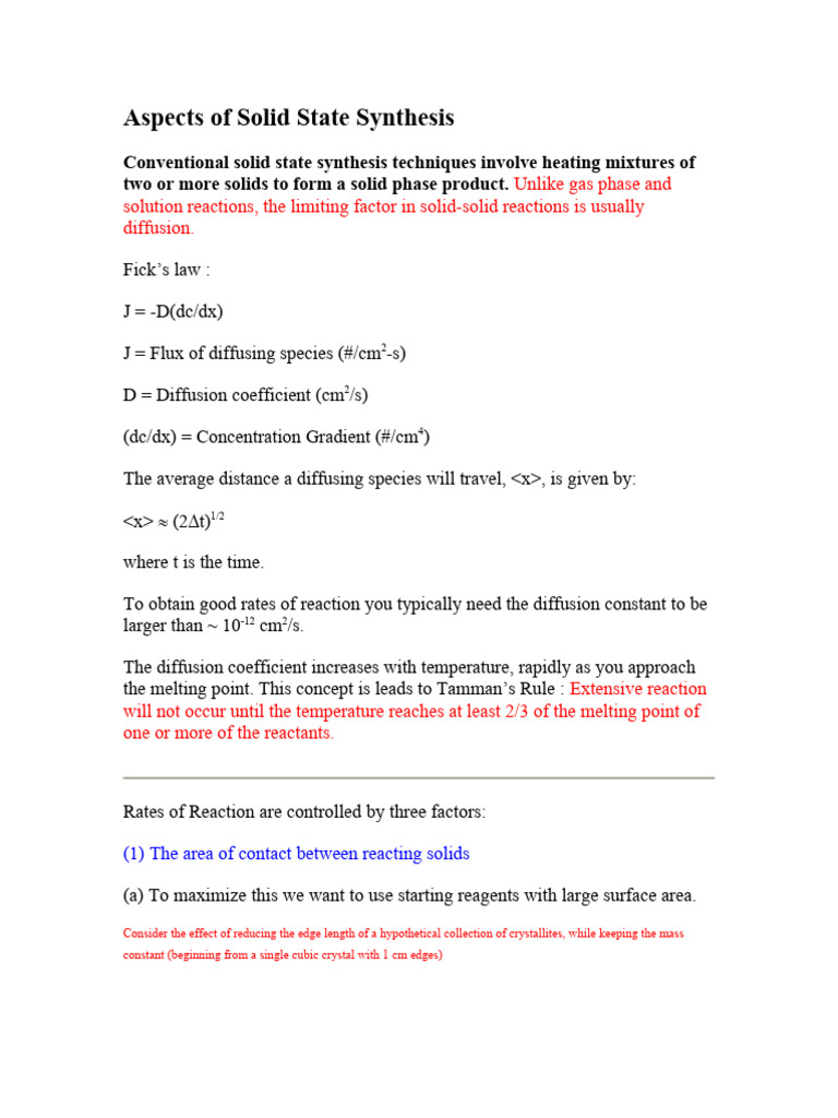 Aspects of Solid State Synthesis | Download Free PDF | Thin Film ...