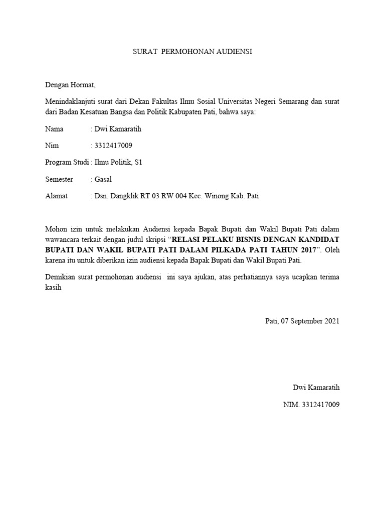 Surat Permohonan Audiensi Pdf
