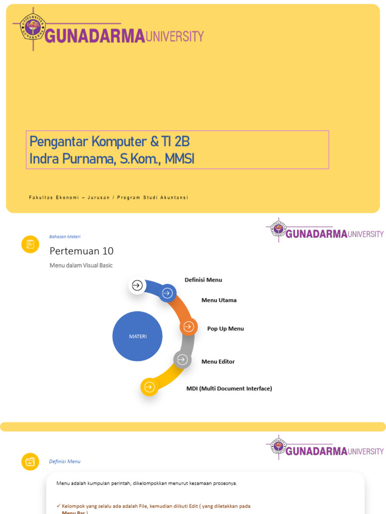 Pengantar Komputer & TI 2B Pertemuan 9 Dan 10 - Menu Dalam Visual Basic ...