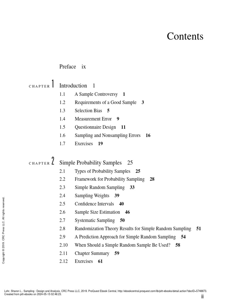 Sampling Design and Analysis - (Contents) | Download Free PDF | Sampling (Statistics ...