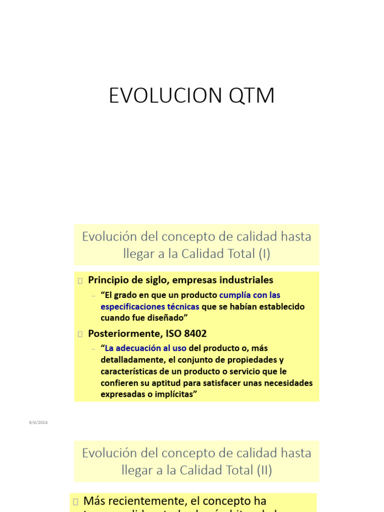 Evolucion QTM | PDF | Calidad (comercial) | Gestión de la calidad