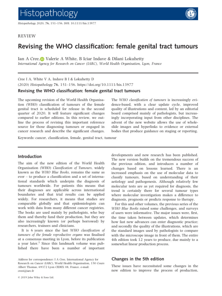 Revising The WHO Classification: Female Genital Tract Tumours | PDF ...