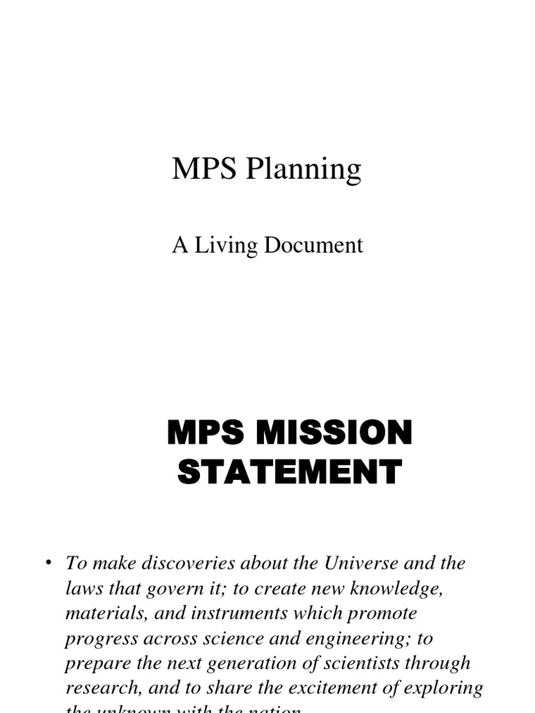 MPS Planning: A Living Document | PDF | Matter | Universe