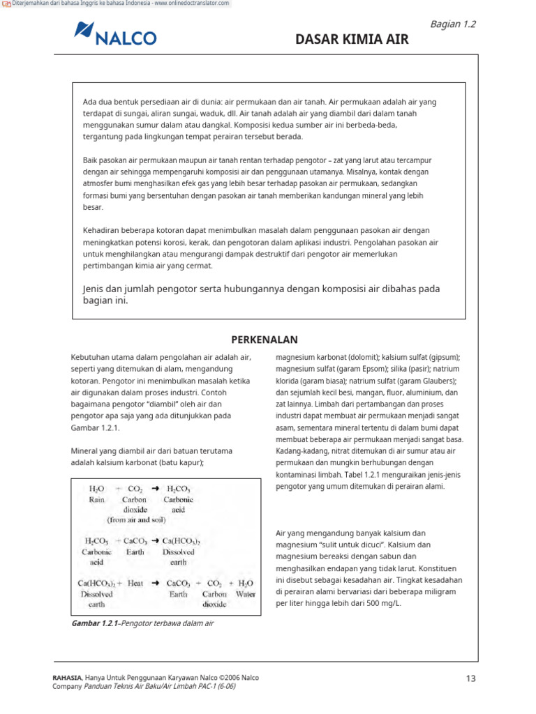 BK 1 Sec 1.2 - Basic Water Chemistry - En.id | PDF
