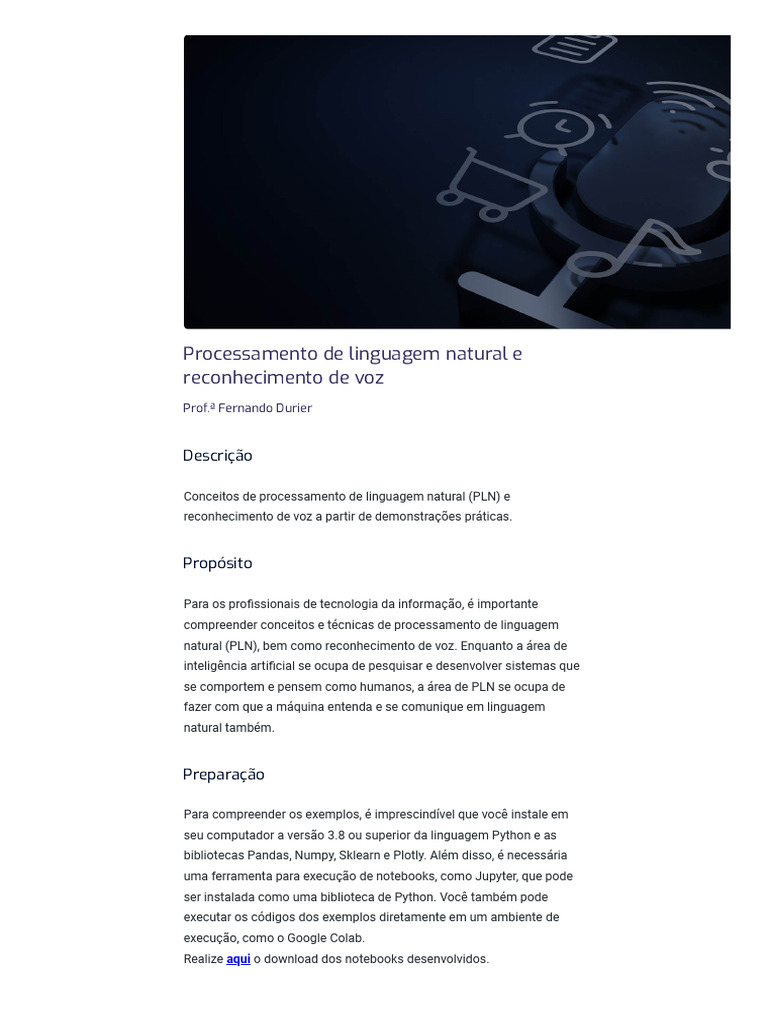 Processamento de Linguagem Natural e Reconhecimento de Voz | PDF ...