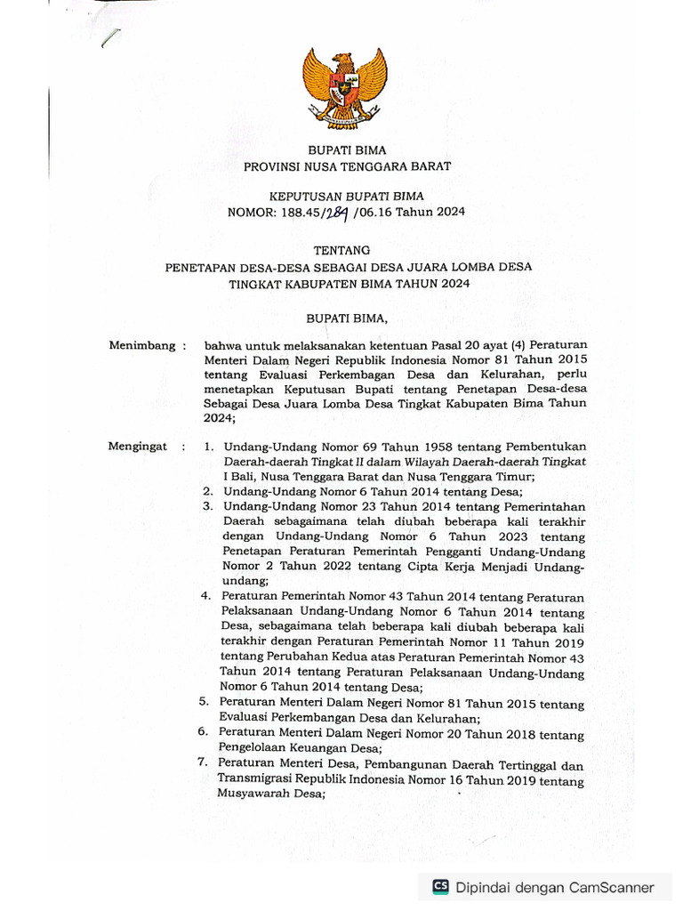 SK Juara Lomba Desa 2024 | PDF