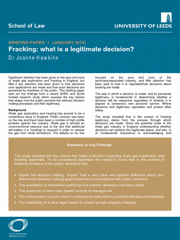 Briefing Paper 1 Fracking | PDF | Expert | Decision Making