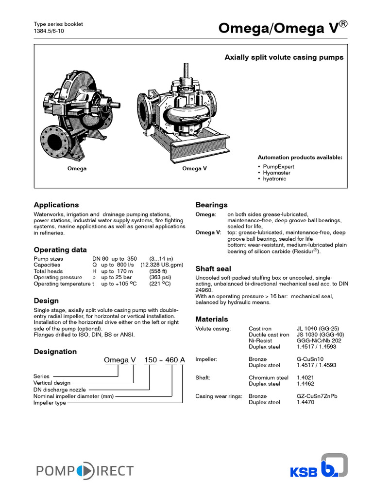 KSB-Omega | PDF | Pump | Mechanical Engineering