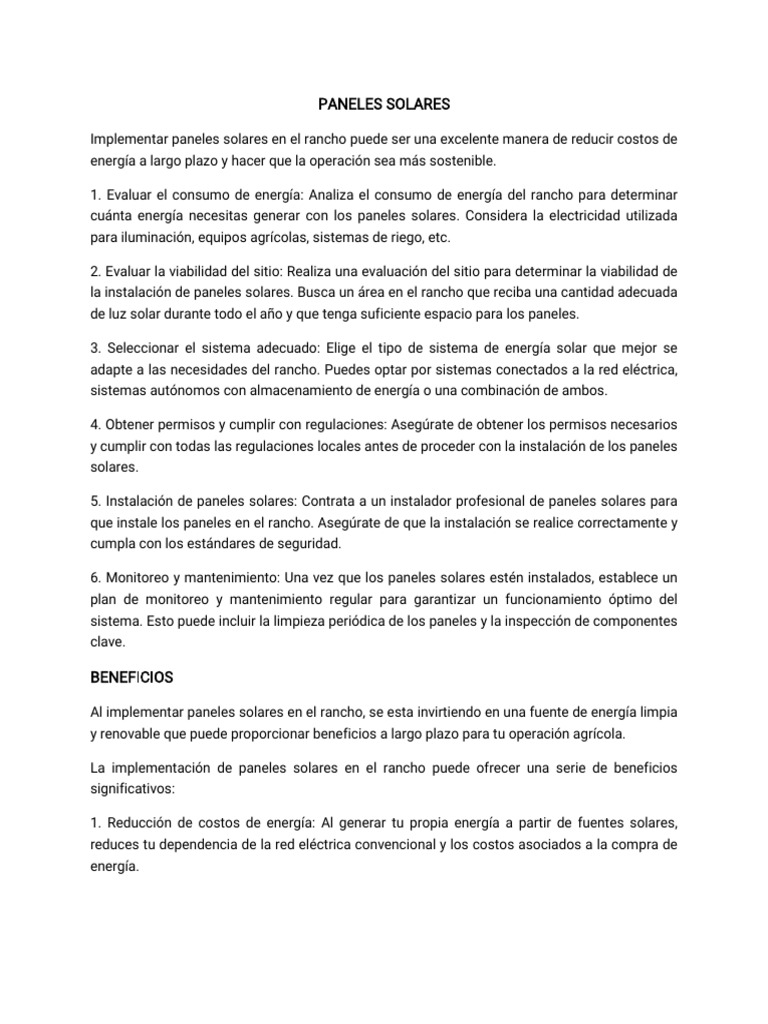 Paneles Solares | PDF | Energía renovable | Energía solar
