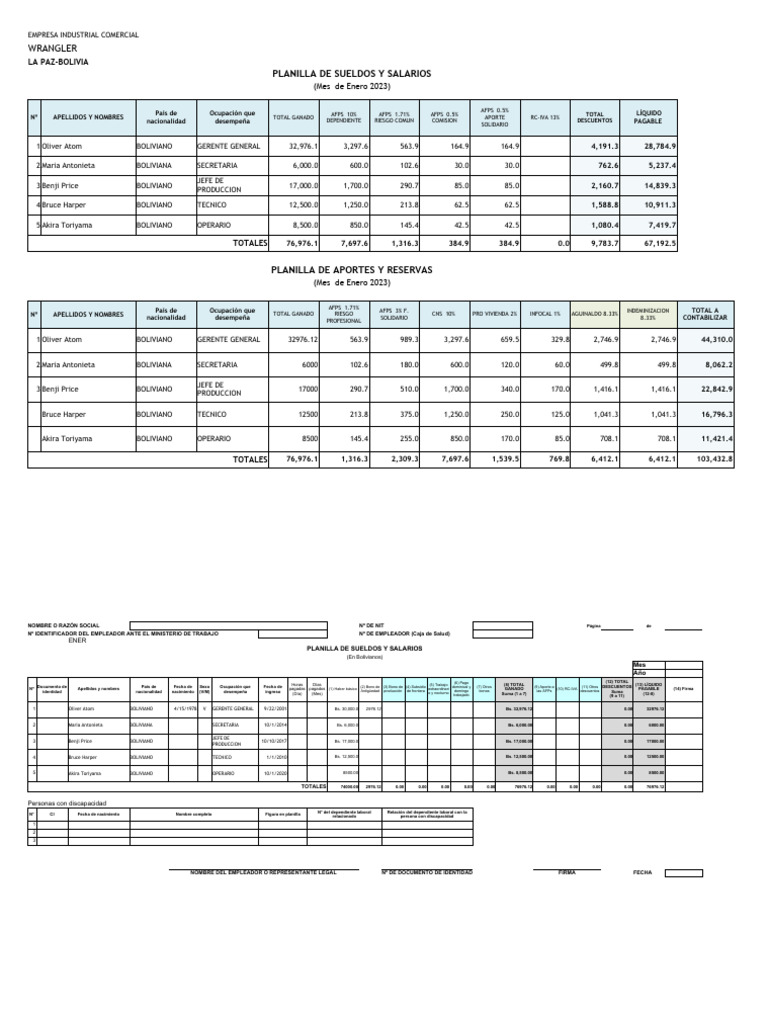 Formato - Planilla - Mensual COMPLETO 2024 - 1 | PDF | Documento de ...