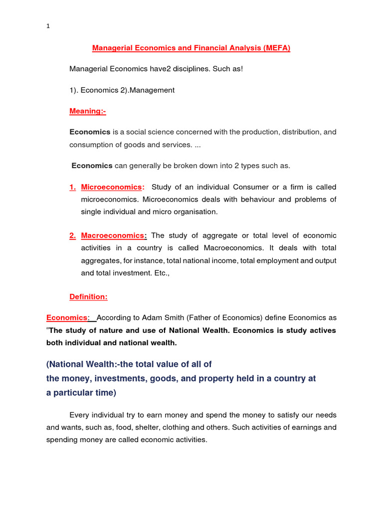 MEFA Unit-1 | PDF | Economics | Demand