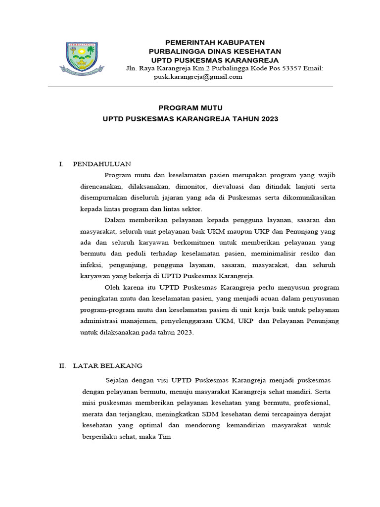 5.1.1.a Program Mutu 2023.docx - Google Dokumen | PDF | Bisnis