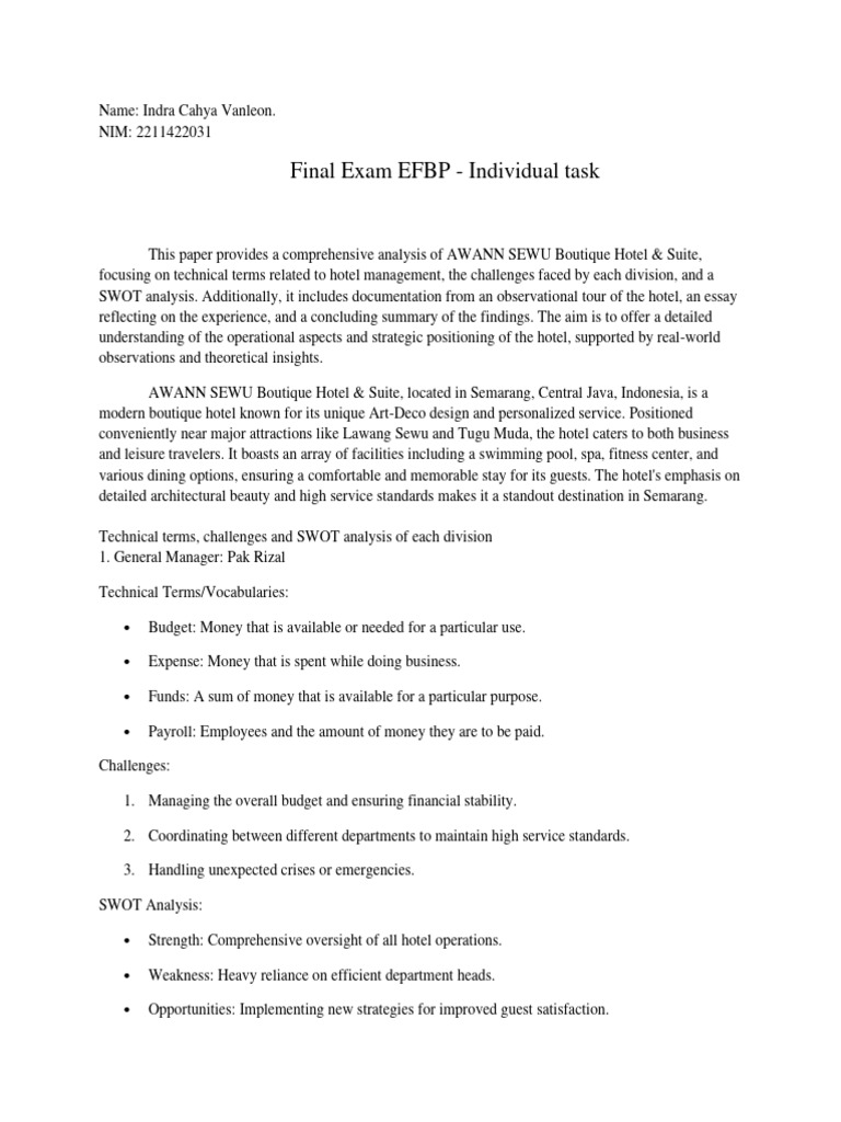 EFBP Individual Task - Final Exam | PDF | Public Relations | Reputation