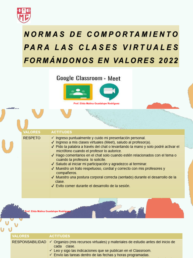 Guía de Valores y Actitudes en Clases Virtuales | PDF | Maestros