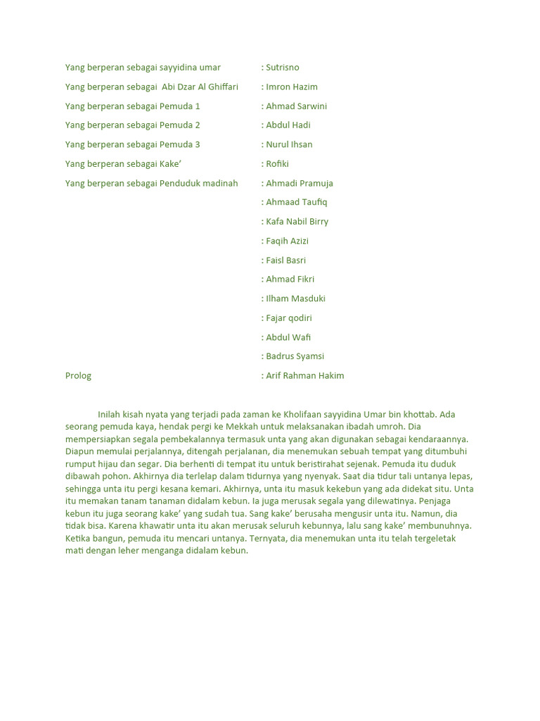 Yang Berperan Sebagai Sayyidina Umar | PDF