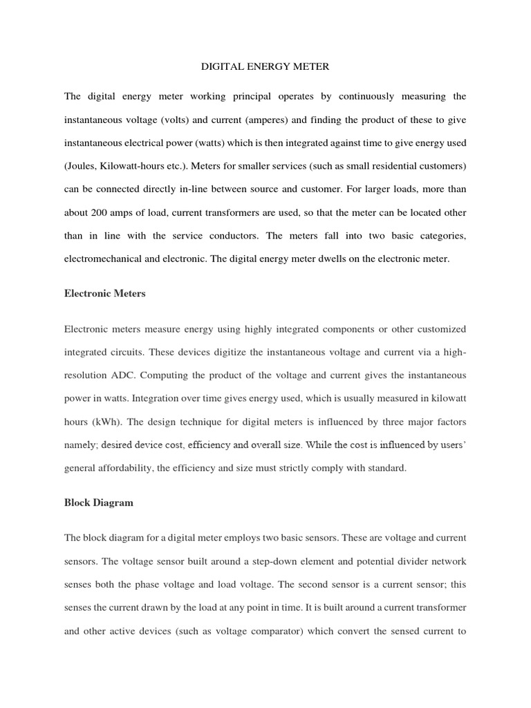 Digital Energy Meter | PDF | Analog To Digital Converter | Electricity Digital Energy Meter | PDF | Analog To Digital Converter | Electricity