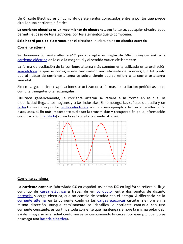 Tipos de Corriente Eléctrica: AC y CC | PDF | Ciencia y matemáticas