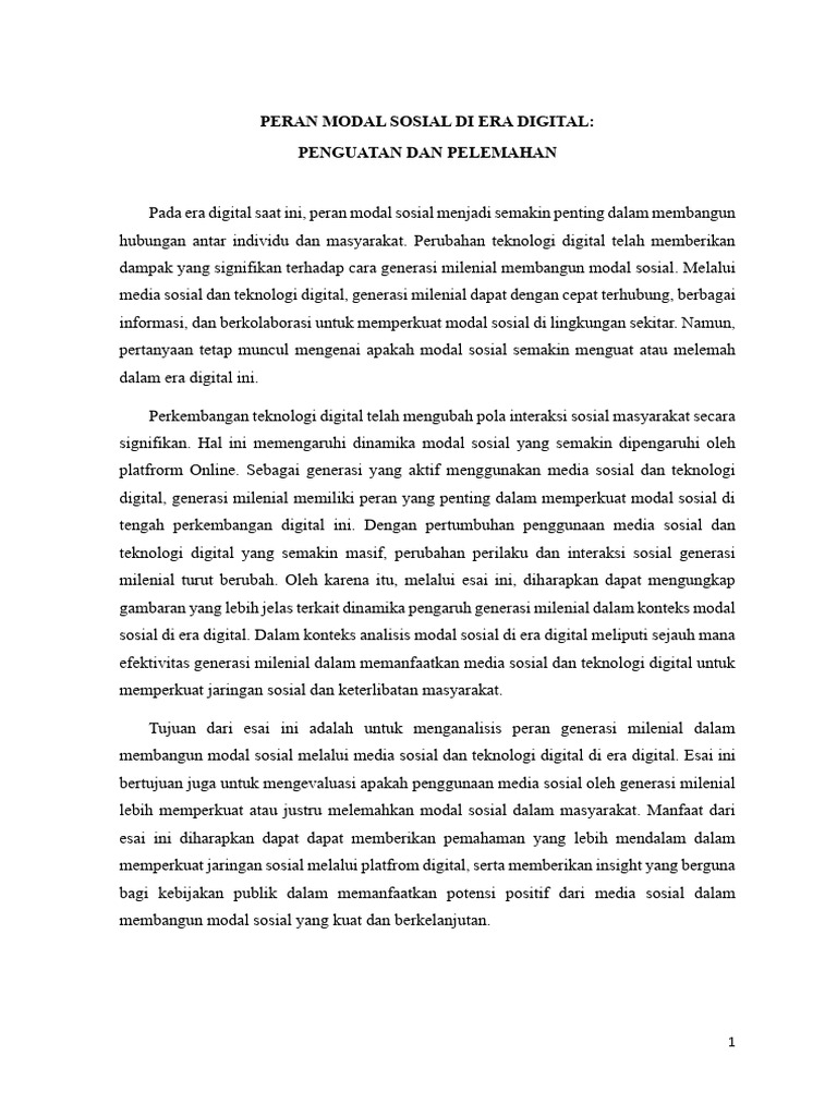 Modal Sosial Milenial di Era Digital | PDF
