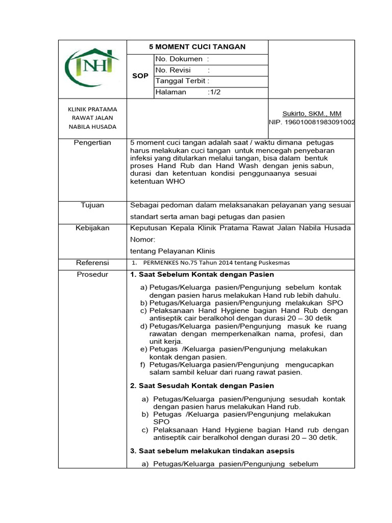 SOP 5 Moment Cuci Tangan | PDF