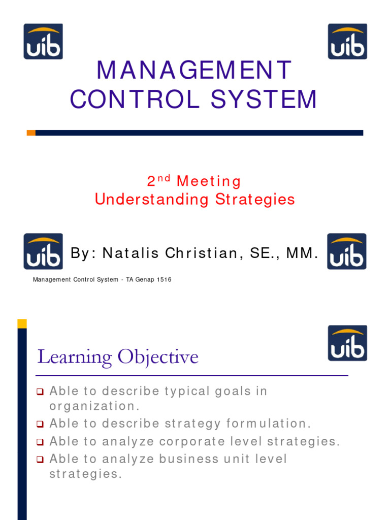 Meeting 02 - Management Control System | PDF | Business | Business ...