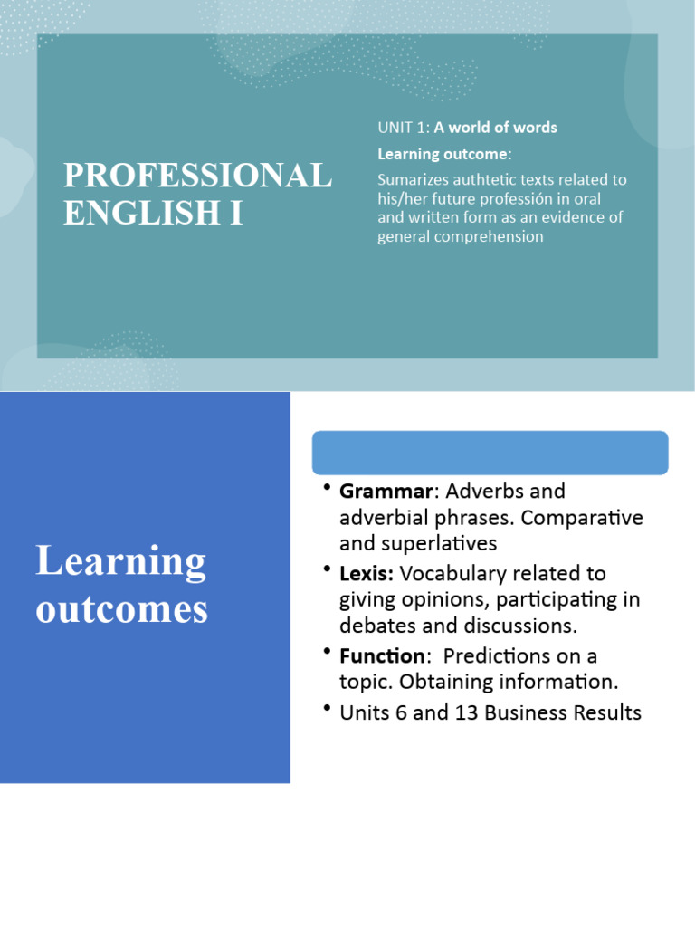 Professional English I Unit 1 | PDF | Languages | Foreign Language Studies