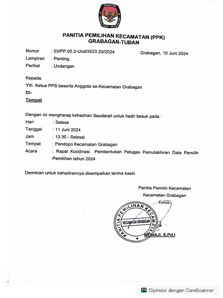 Undangan Rakor Pembentukan PPDP TGL 11 Jun 2024 | PDF