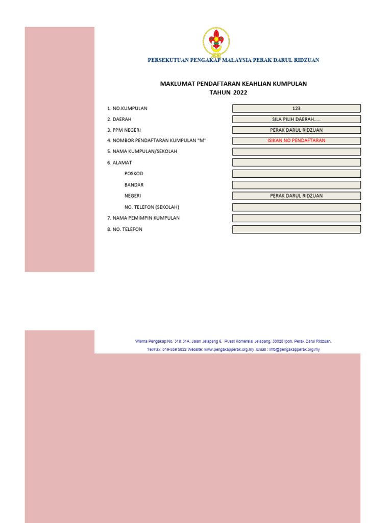 Borang Pendaftaran Keahlian 2022 | PDF