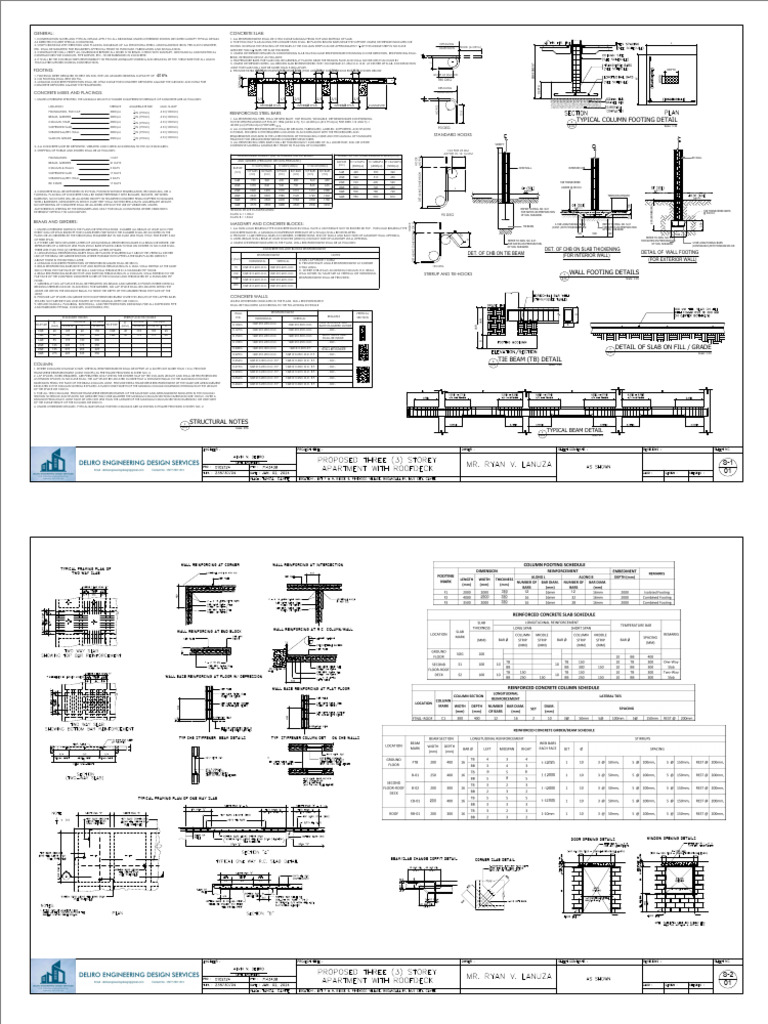 3-Storey Apartment - Structural | PDF | Concrete | Beam (Structure)