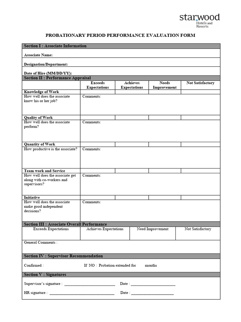 Appendix HR-SEA-RO-15-Probationary Period Performance Evaluation Form | PDF | Career & Growth ...