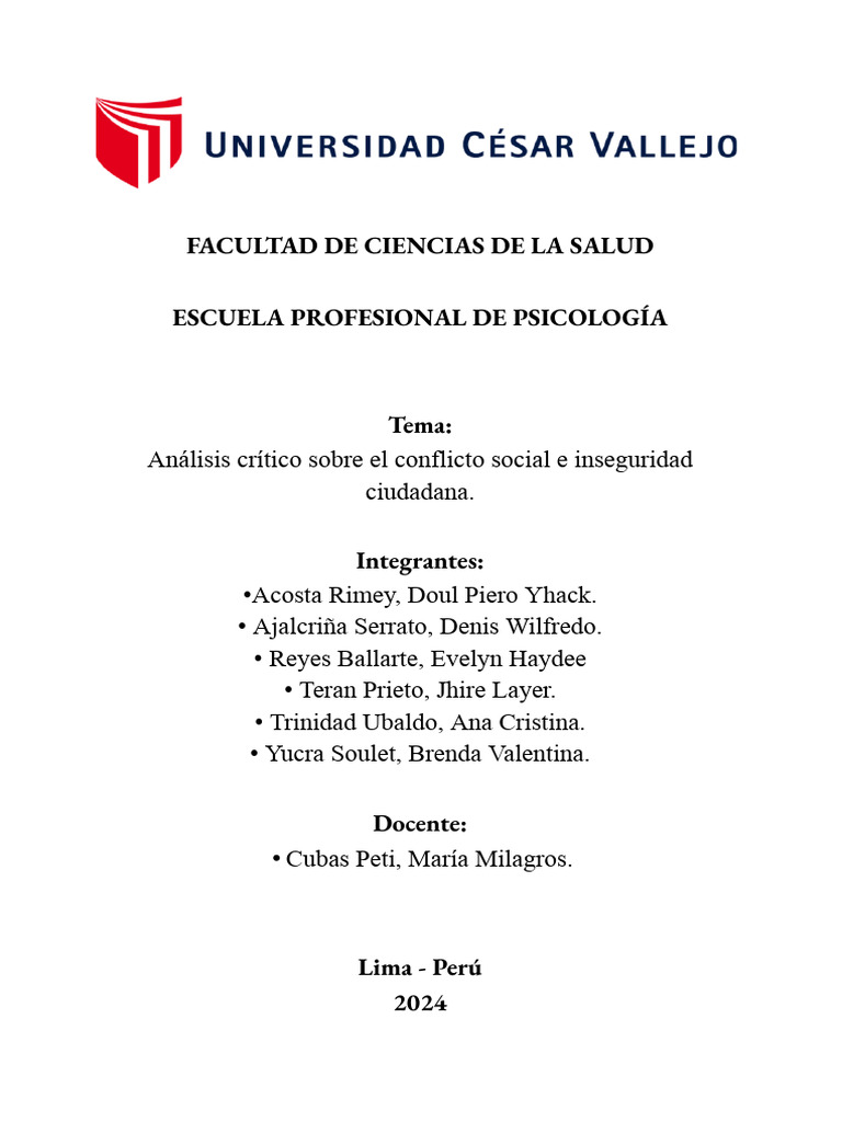 Análisis Crítico | PDF | Lima | Psicología Social