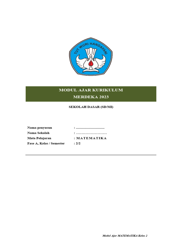 Modul Ajar Matematika Kelas 2 - BAB 5 | PDF | Seni & Disiplin Bahasa
