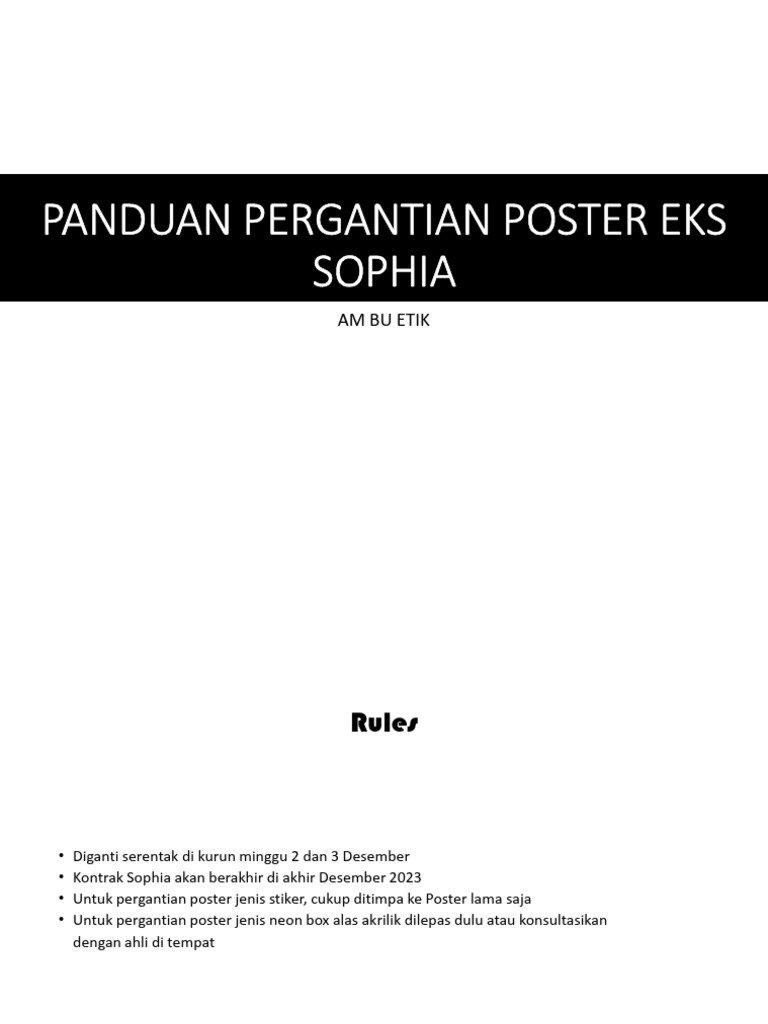 Panduan Pergantian Poster Eks Sophia - Area Bu Etik | PDF