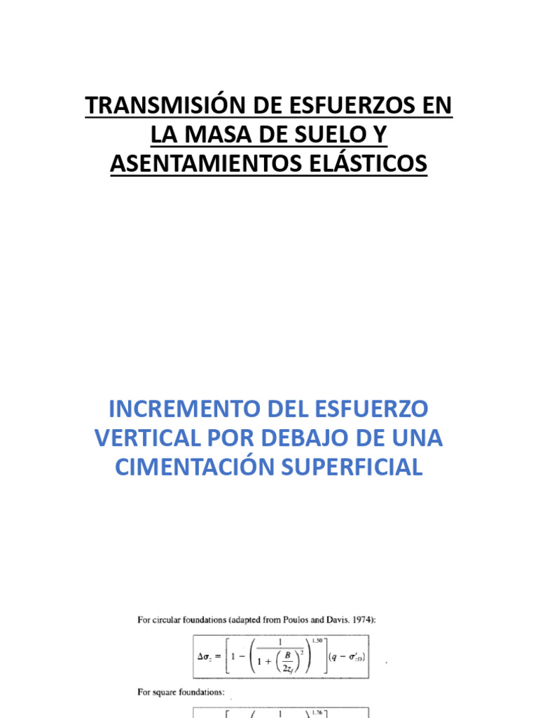 02 Transmisión de Esfuerzos en La Masa de Suelo y Asentamientos Elásticos | PDF