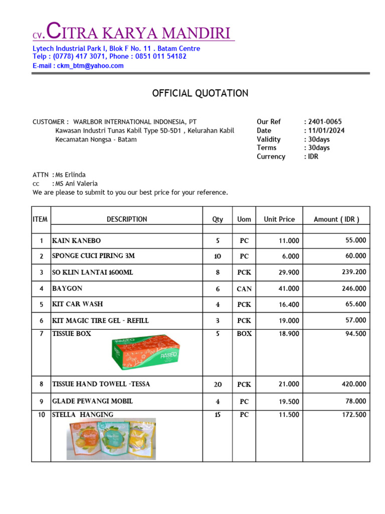 Quotation - Pantry - CV. CKM | PDF | Printer (Computing) | Office Equipment