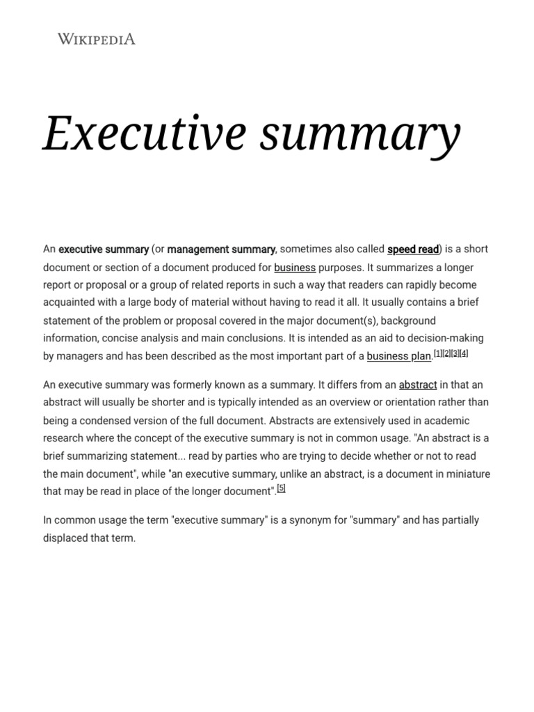 Executive summary | PDF