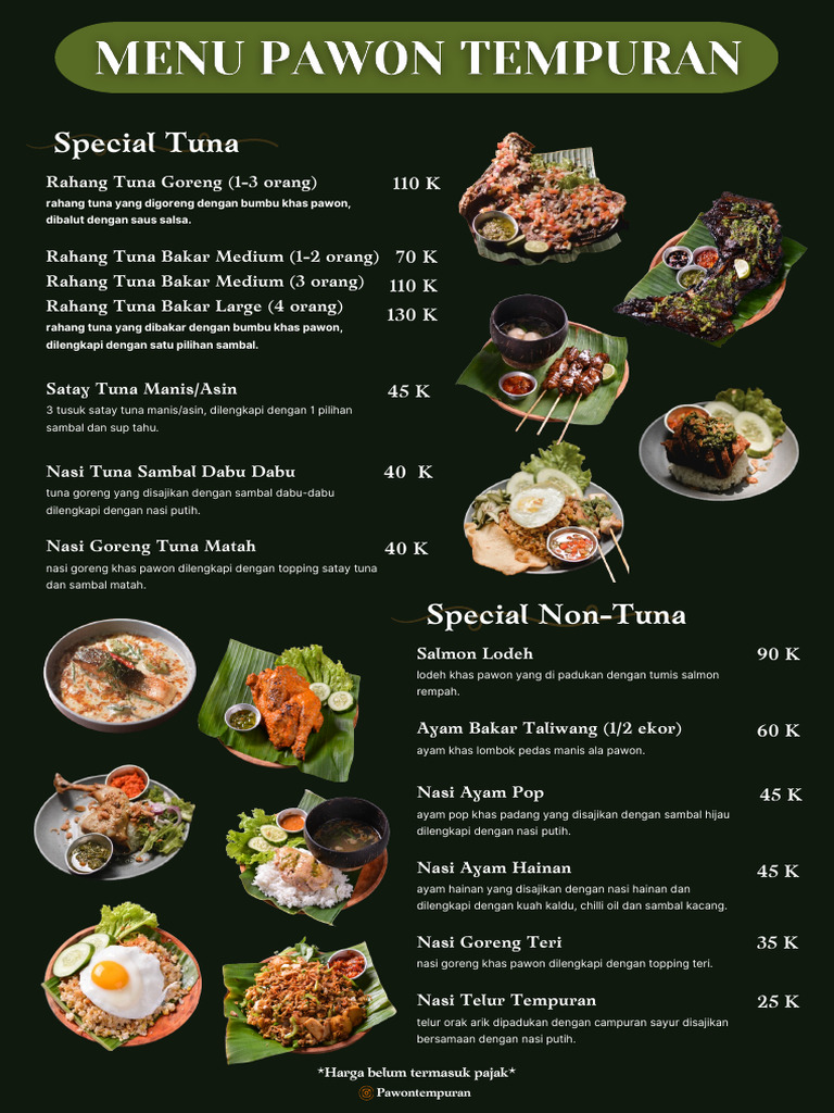 Menu Spesial Pawon Tempuran Yogyakarta | PDF