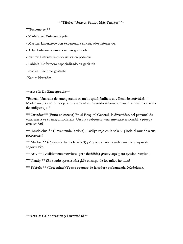 Ejemplo Sociodrama | PDF | Enfermería