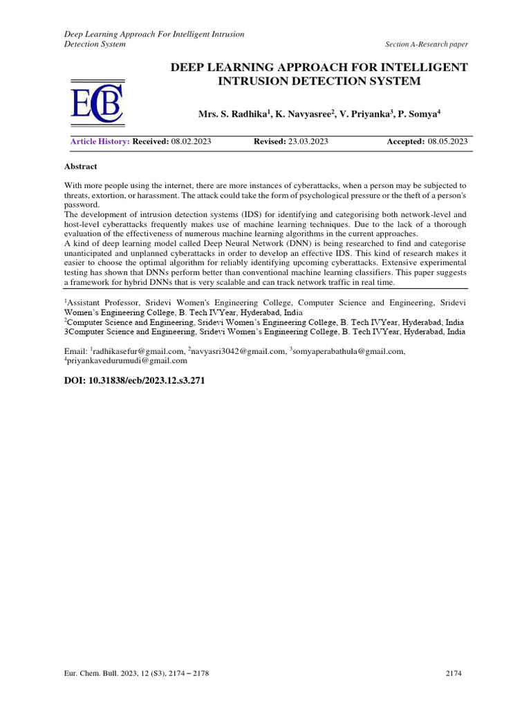 Deep Learning Approach For Intelligent Intrusion Detection System | PDF ...