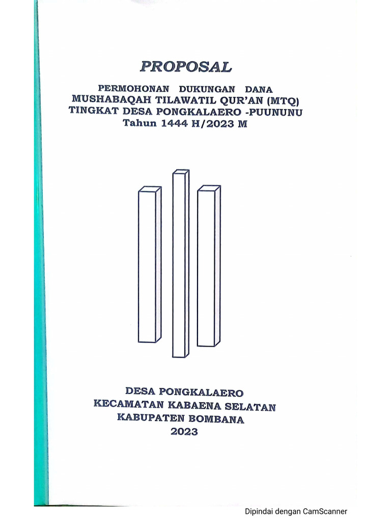 Proposal MTQ Tingkat Ds. Pongkalaero-Puununu | PDF