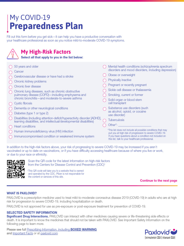 Paxlovid Prep Plan | Download Free PDF | Chronic Condition | Chronic ...