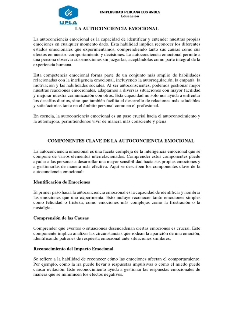 S.10. Autoconciencia Emocional | PDF | Las emociones | Empatía