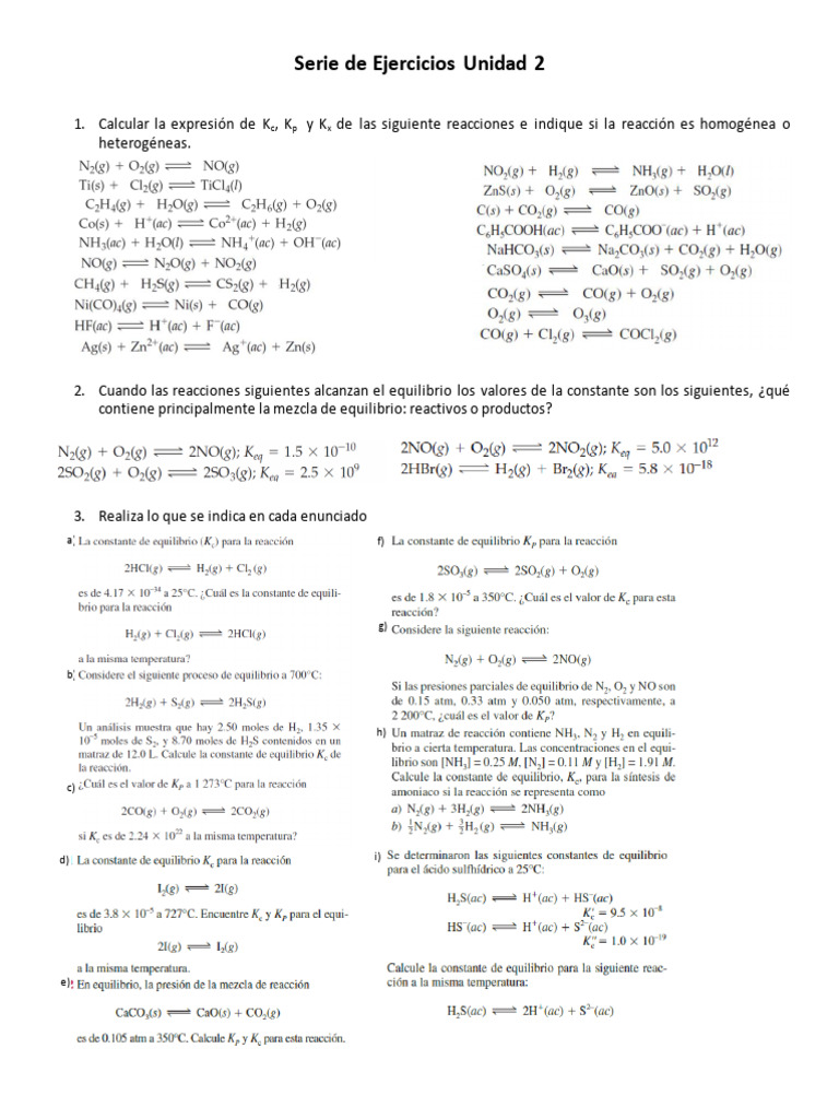Serie de Ejercicios U2 - Quimica Analitica 2 | PDF