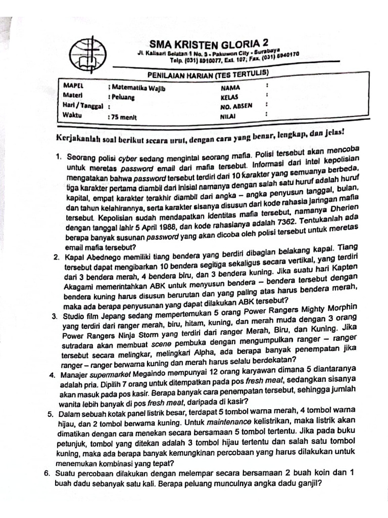 Ulangan Peluang Gloria | PDF